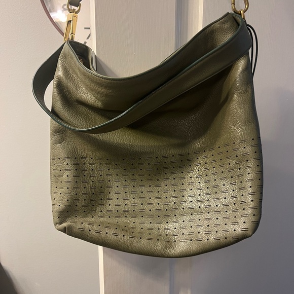Fossil | Bags | Fossil Army Green Leather Hobo Bag With Top Handle And ...